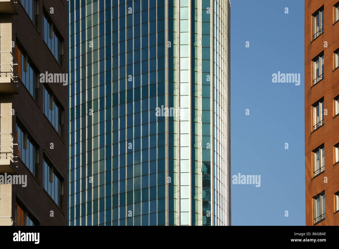 Modern glass building skyscraper facade street tall Rotterdam ...