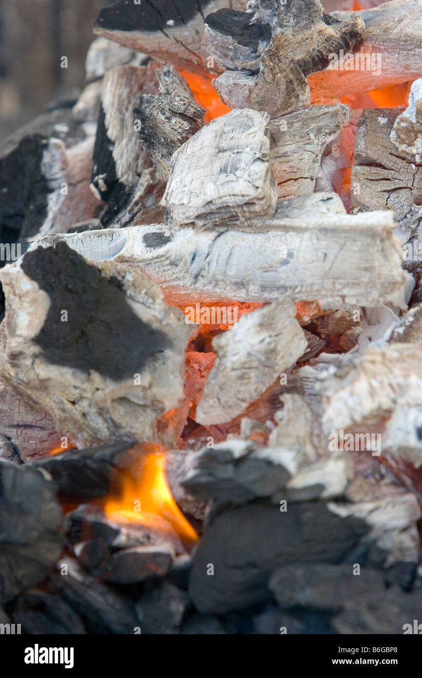 live coal ready for cooking in a barbecue Stock Photo - Alamy