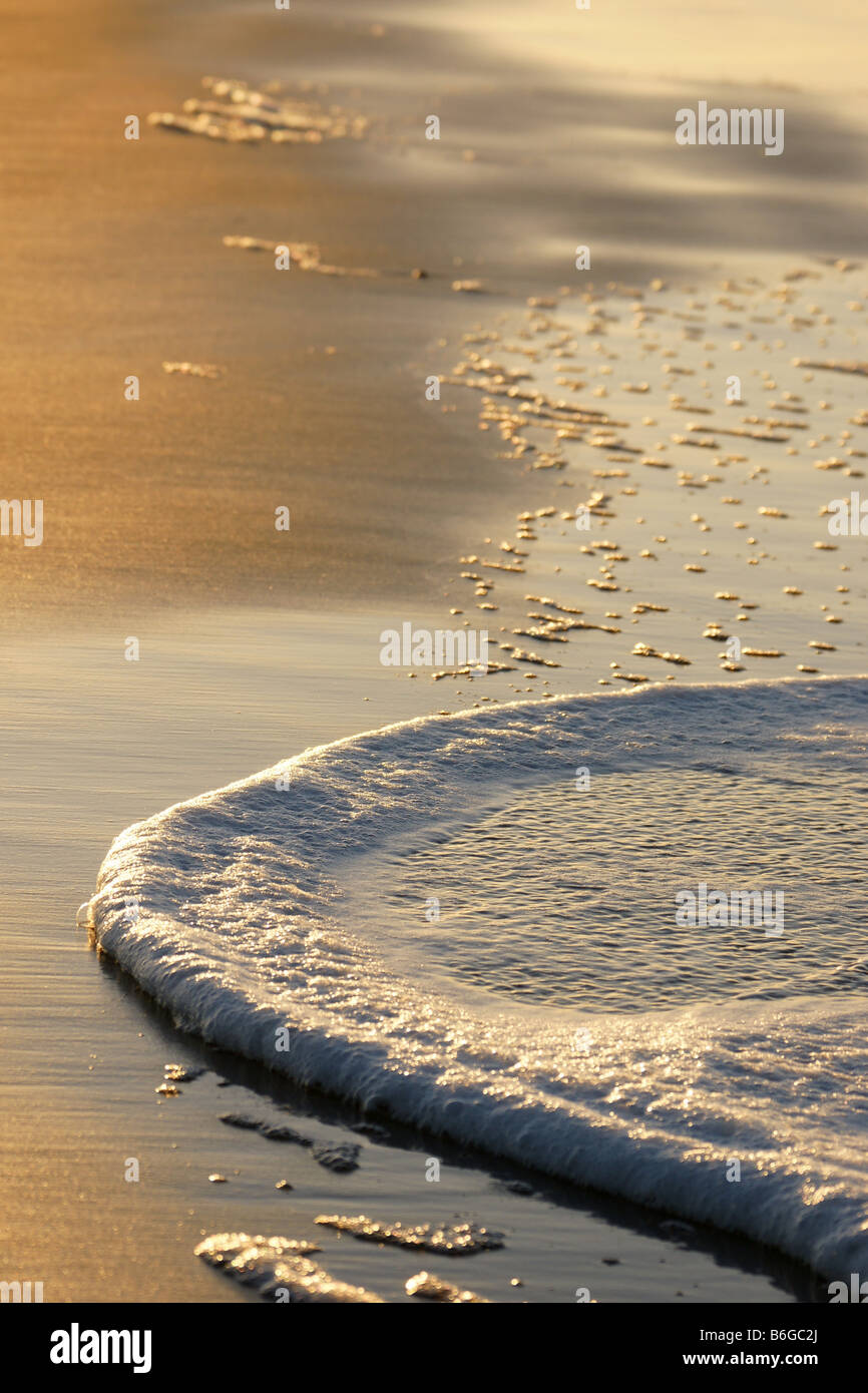 Arc sea water foam beach sand shore seashore detail wave Stock Photo ...