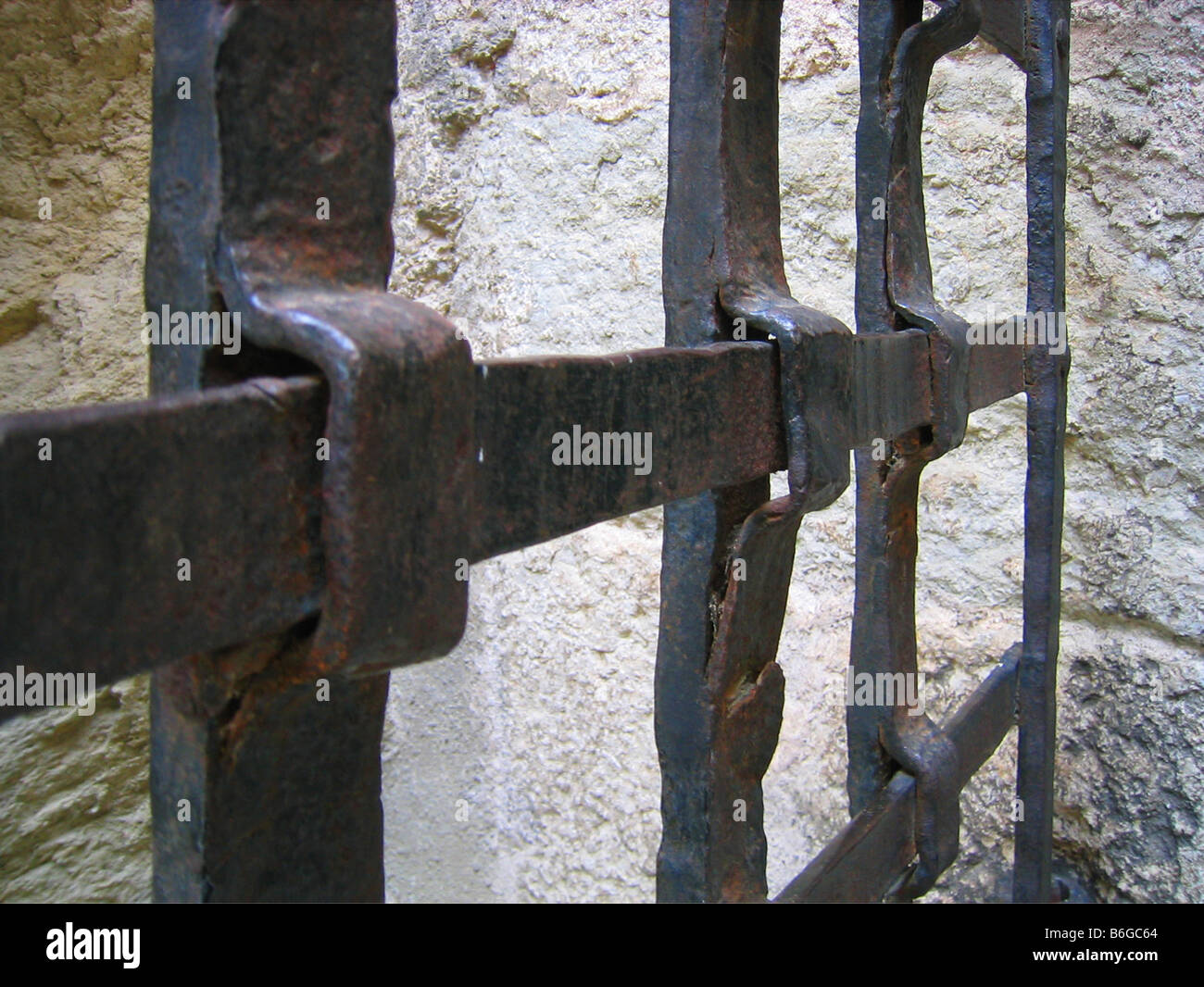 Old rusty lock on iron gate and stone wall Horizontal 40117 lock Stock ...