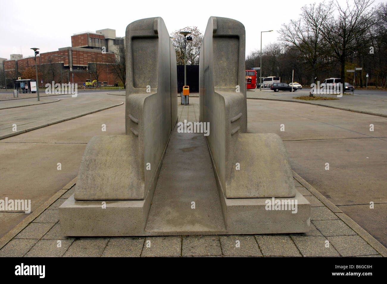 Grey bus concrete sculpture Memorial to Victims of the Nazis ...