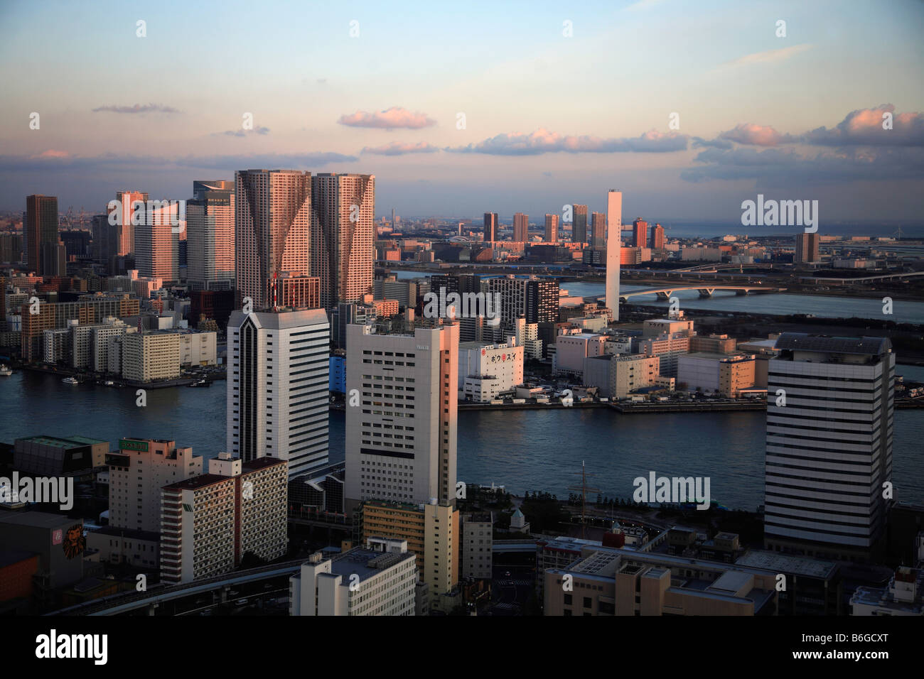 Japan Tokyo harbour area skyline general aerial view Stock Photo - Alamy
