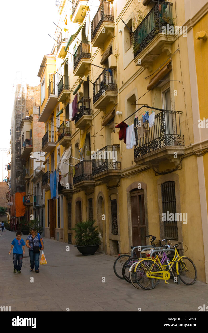 Street scene in Barceloneta district of Barcelona Spain Europe Stock ...