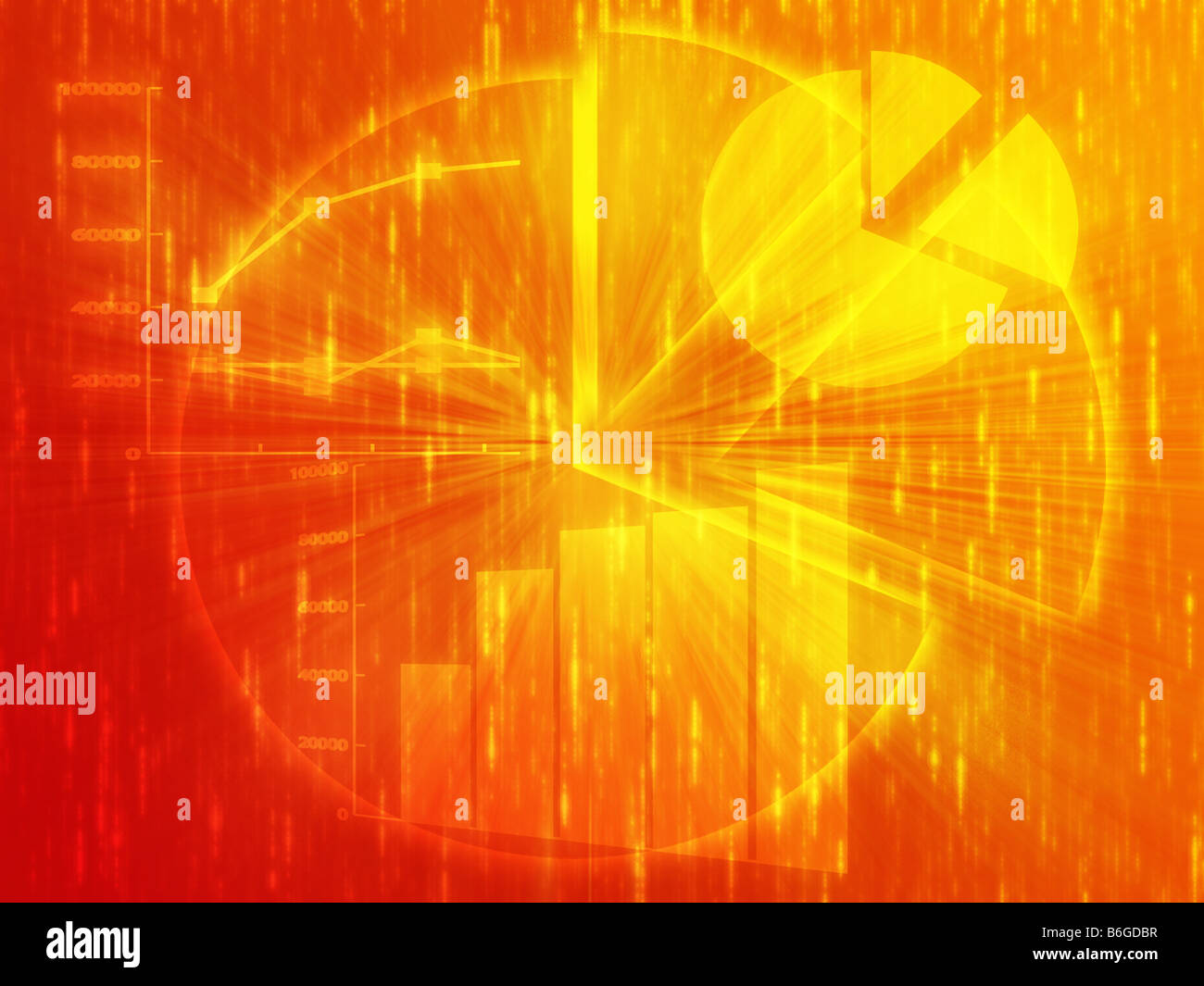 Illustration of Spreadsheet data and business charts in glowing ...