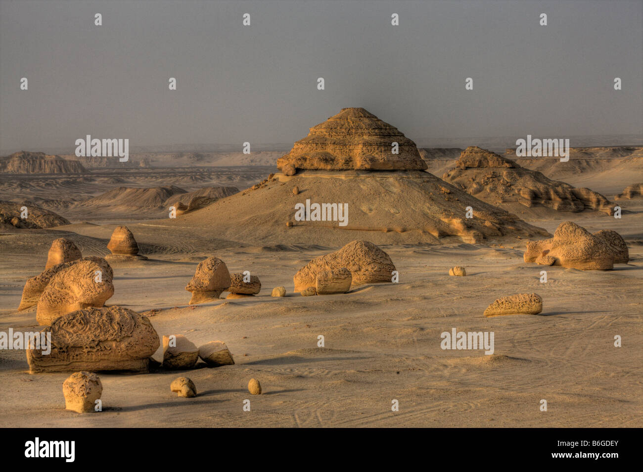 view of landscape, Wadi Al-Hitan (Whale Valley), Fayoum, Egypt Stock ...