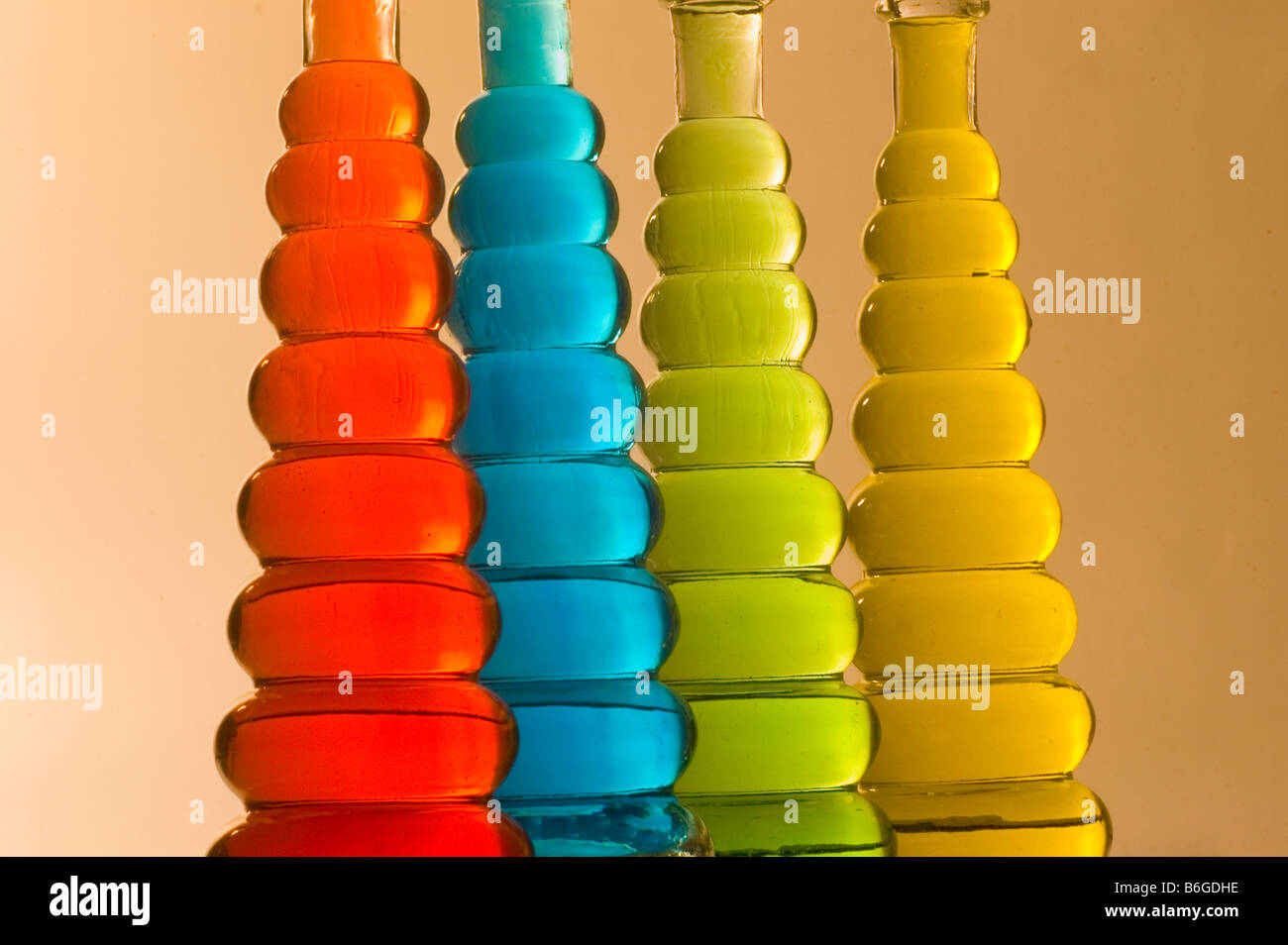 ribbed bottles different colours Stock Photo - Alamy