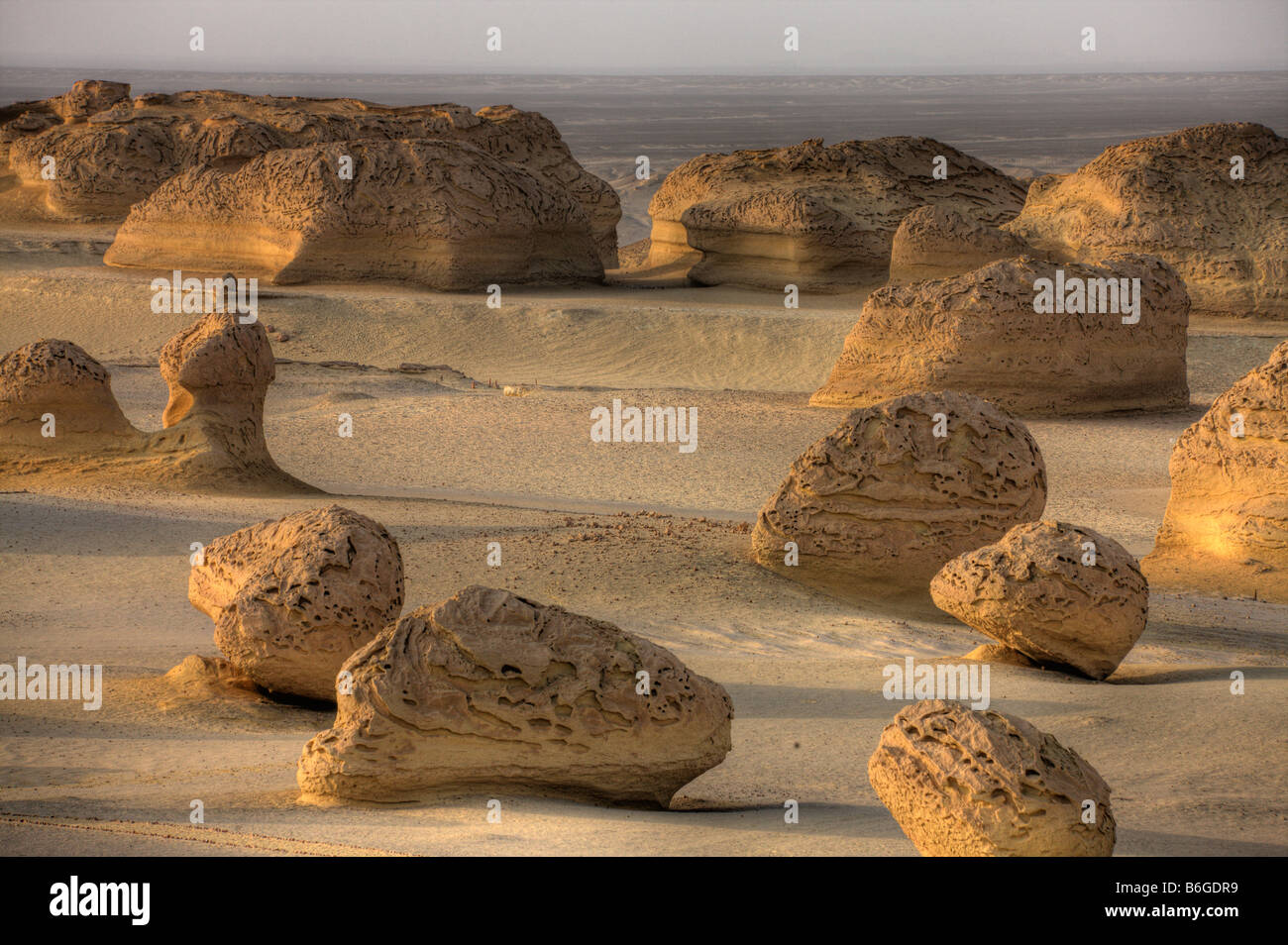view of landscape, Wadi Al-Hitan (Whale Valley), Fayoum, Egypt Stock ...