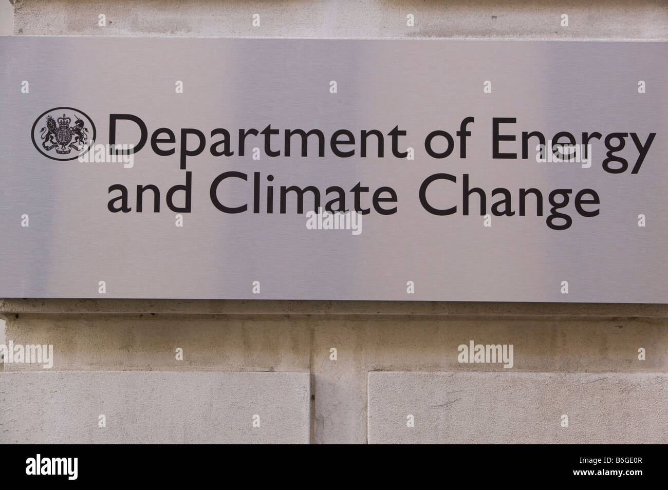 A sign outside the Department of Energy and Climate change in Whitehall ...