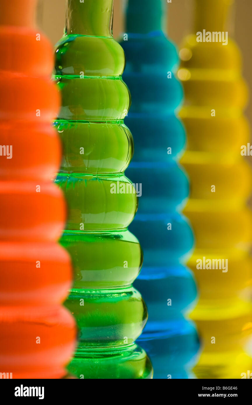 ribbed bottles different colours Stock Photo - Alamy