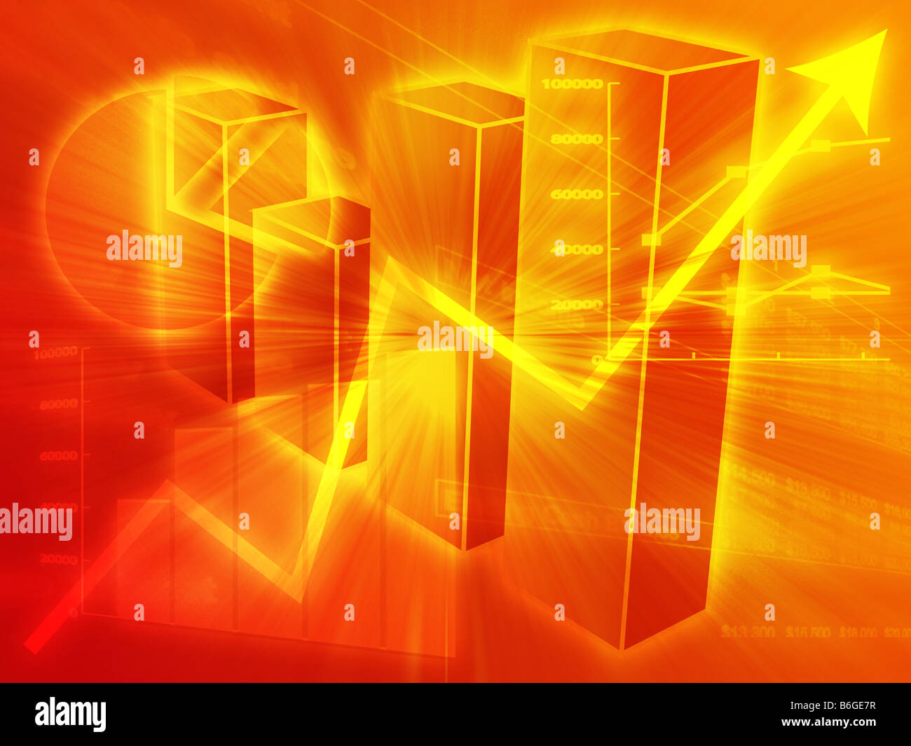 Illustration of Spreadsheet data and business charts in glowing ...