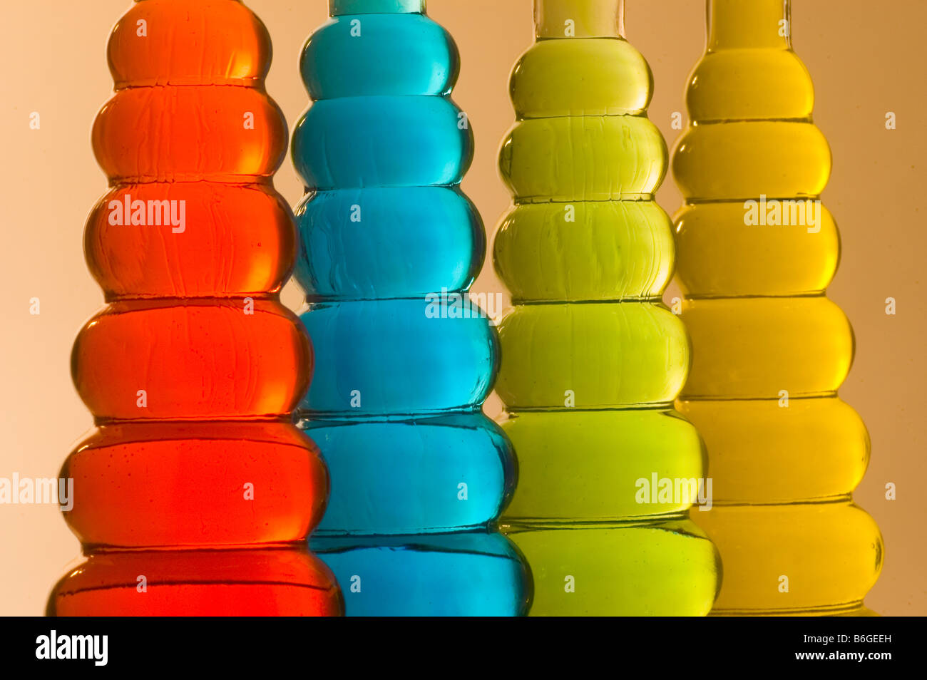 ribbed bottles different colours Stock Photo - Alamy