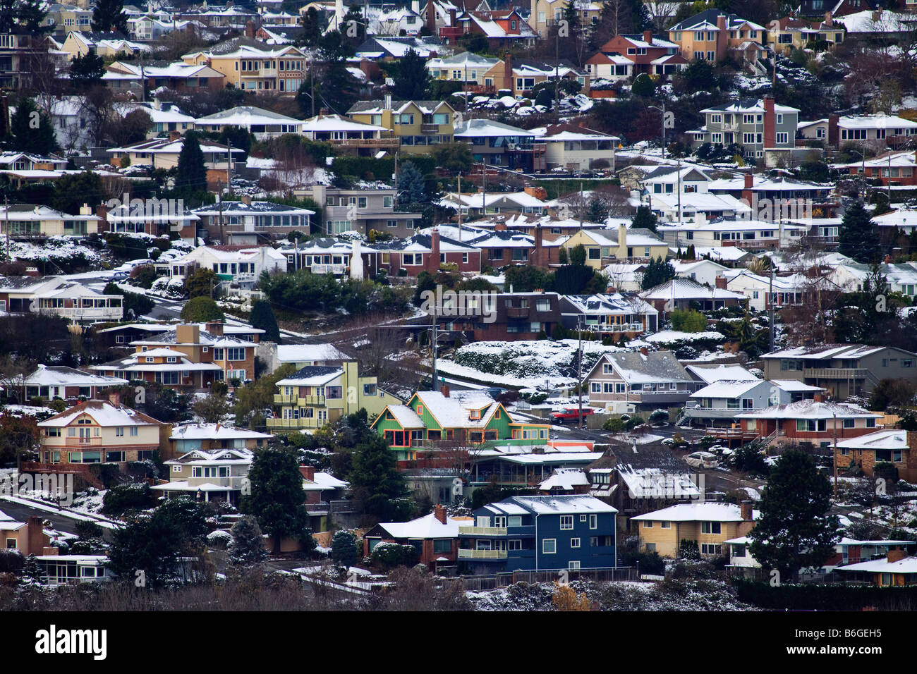 Magnolia area on winter day view from west side of Queen Anne hill ...
