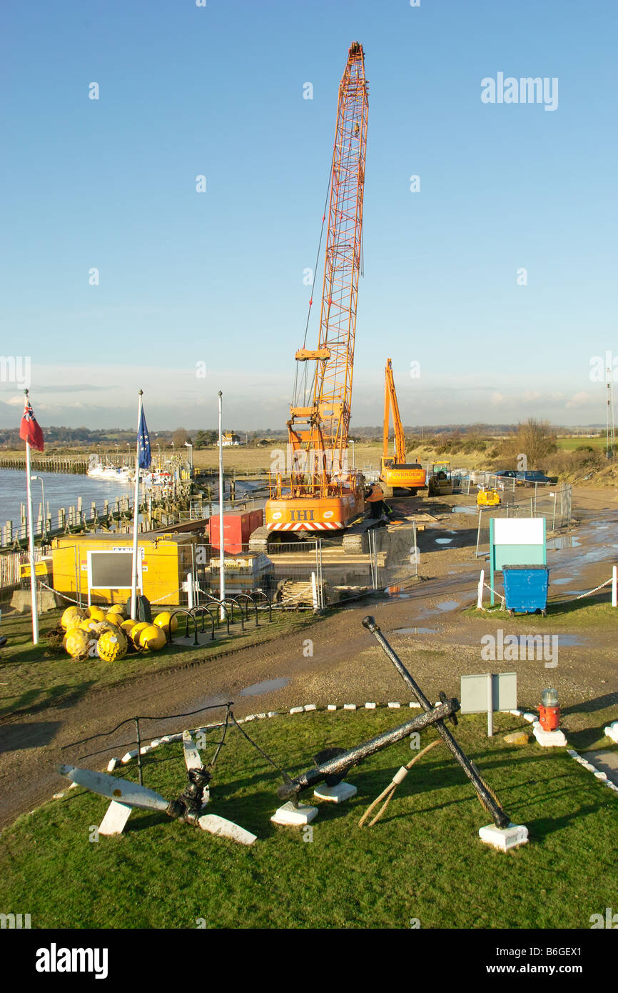 orange crane tall jetty facilities construction building river rother ...