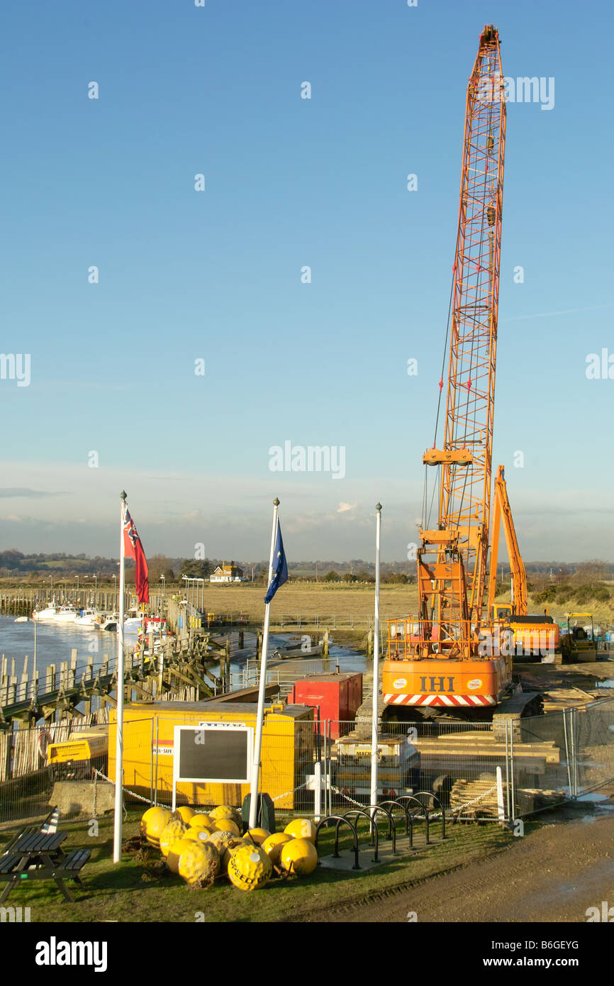 orange crane tall jetty facilities construction building river rother ...