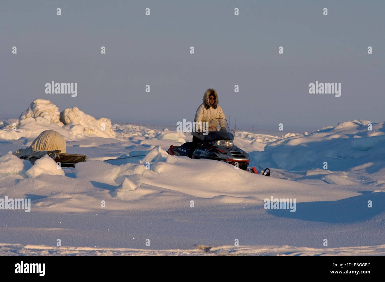 Whaler heading in from camp on ice Barrow Alaska Stock Photo - Alamy