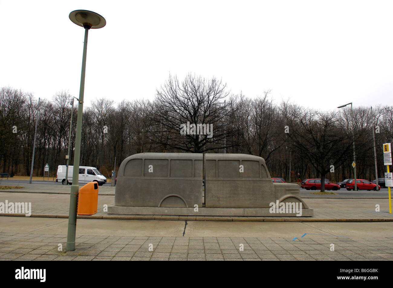 Grey bus concrete sculpture Memorial to Victims of the Nazis ...
