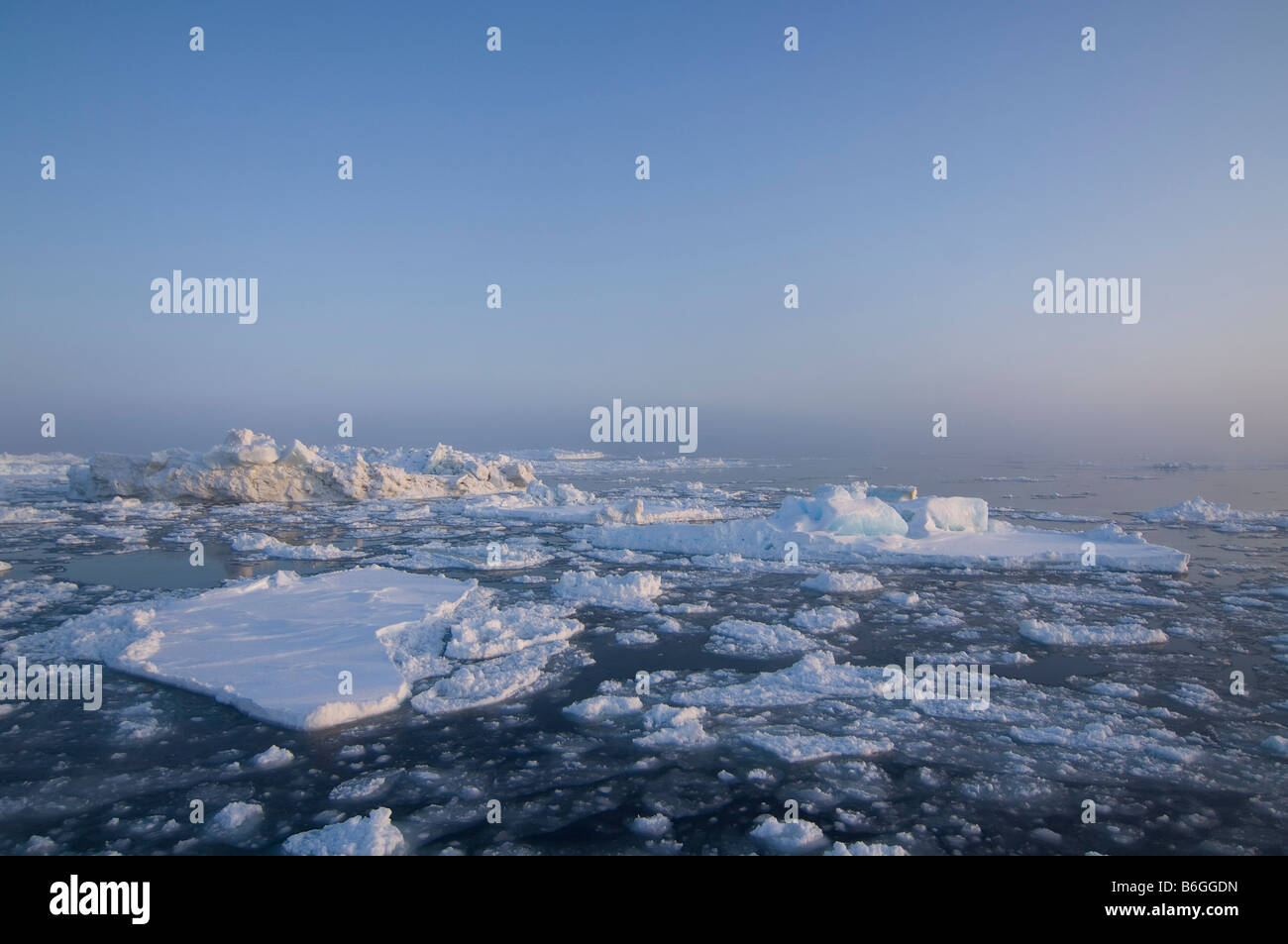 seascape of floating pack ice through an open lead Chukchi Sea Stock ...
