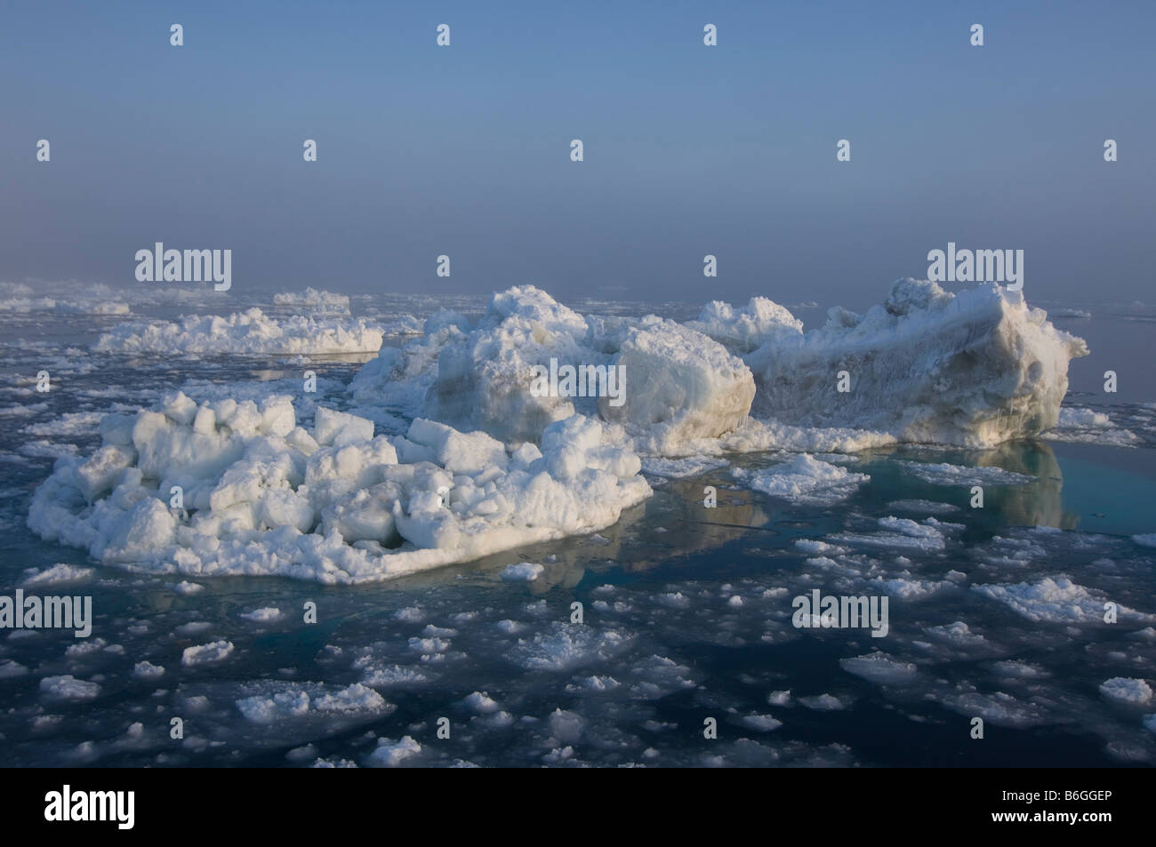 seascape of floating pack ice through an open lead Chukchi Sea Stock ...