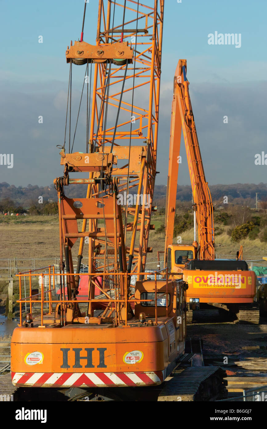 orange crane tall jetty facilities construction building river rother ...