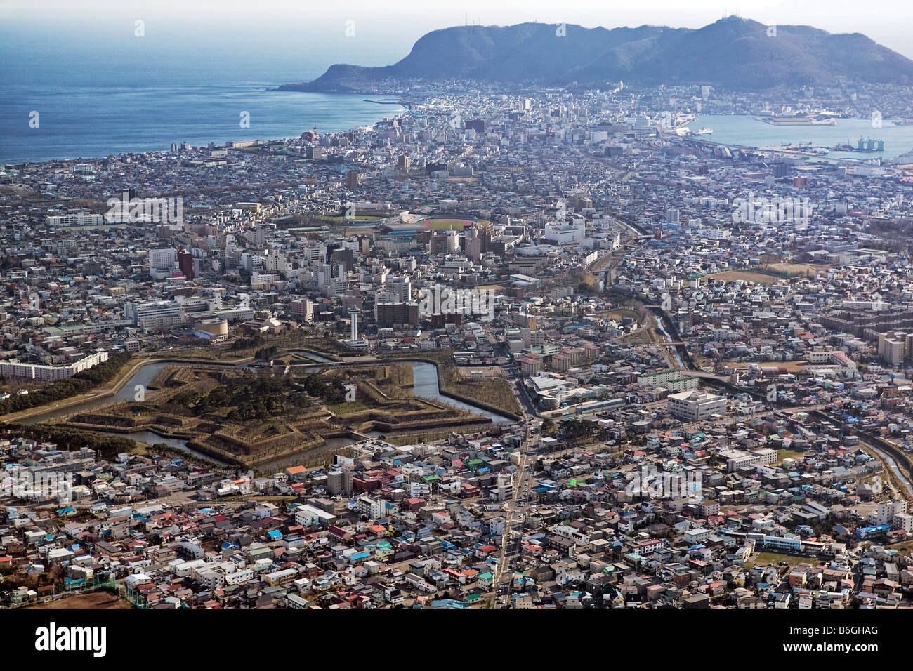 aerial view above Hakodate Hokkaido Japan Stock Photo - Alamy