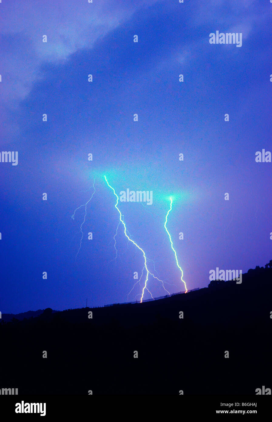 Storm. Lightning at night Stock Photo - Alamy