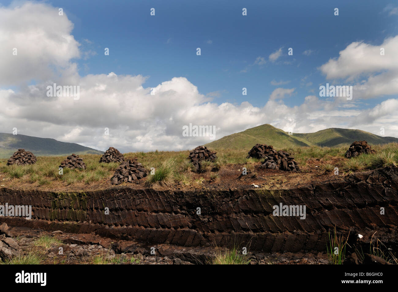 Connemara Turf stack pile heap mound ready to take draw bring home in a ...