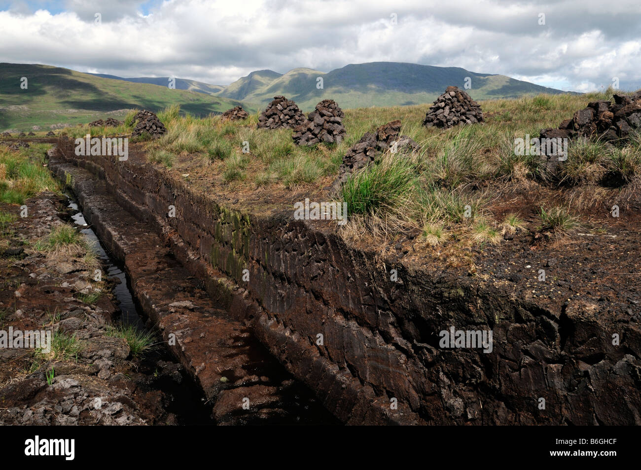 Connemara Turf stack pile heap mound ready to take draw bring home in a ...