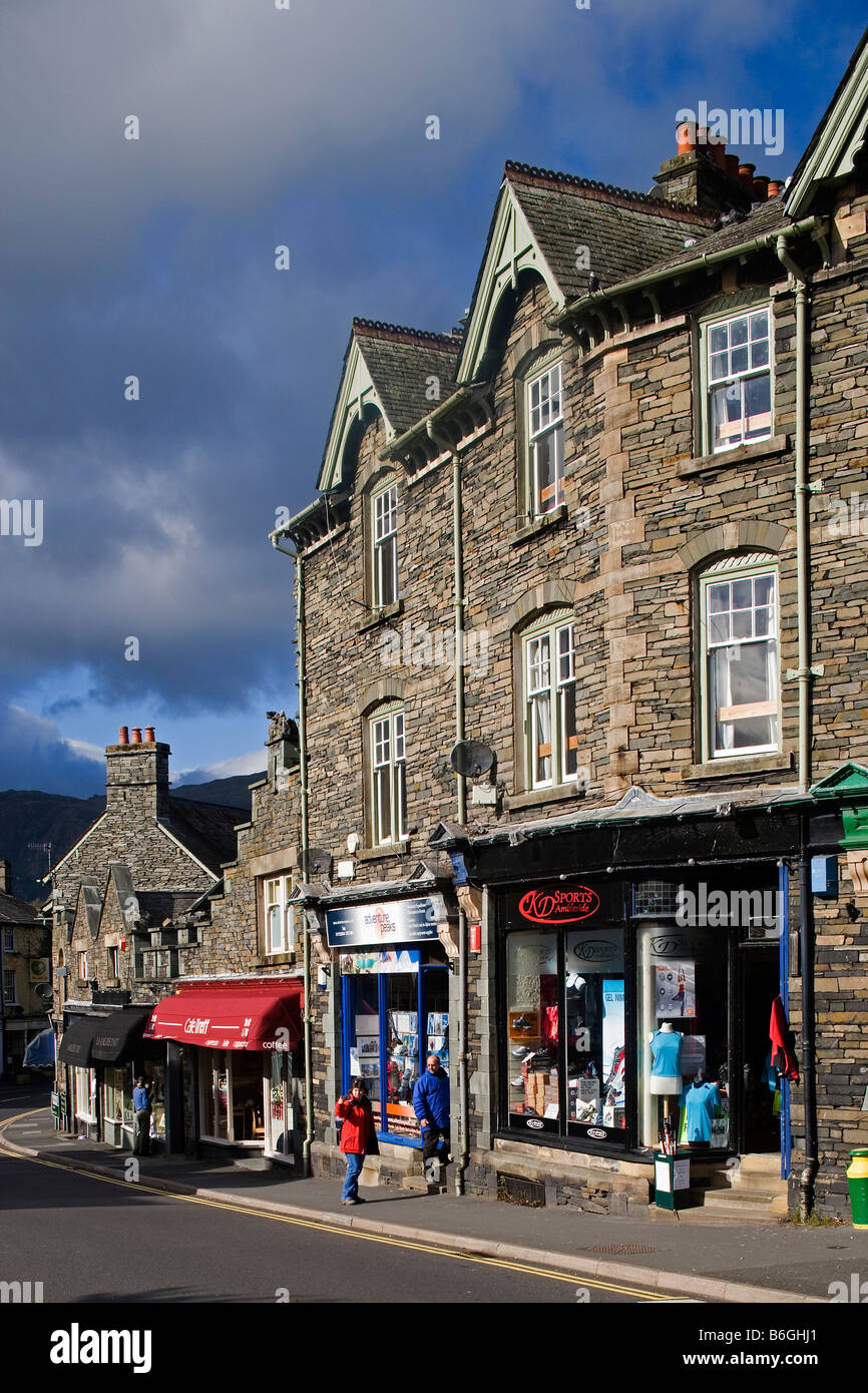 Ambleside 19th century town Market Cross typical buildings Lake ...