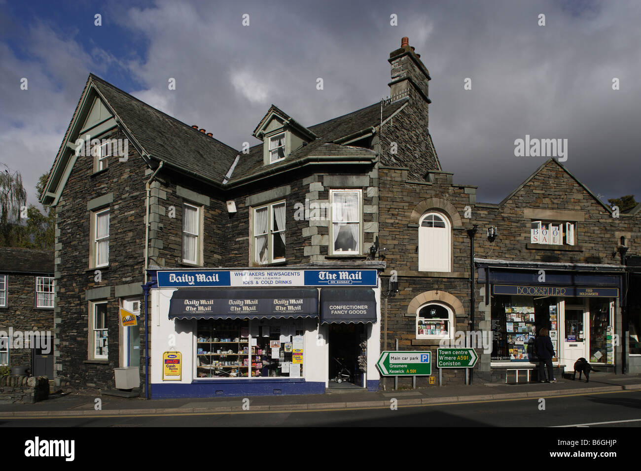 Ambleside 19th century town Market Cross typical buildings Lake ...