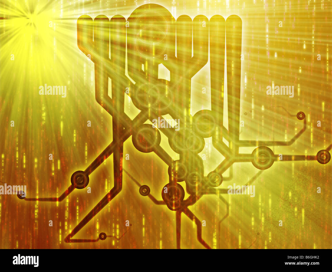 Abstract technical schematic diagram illustration with circuitry and ...