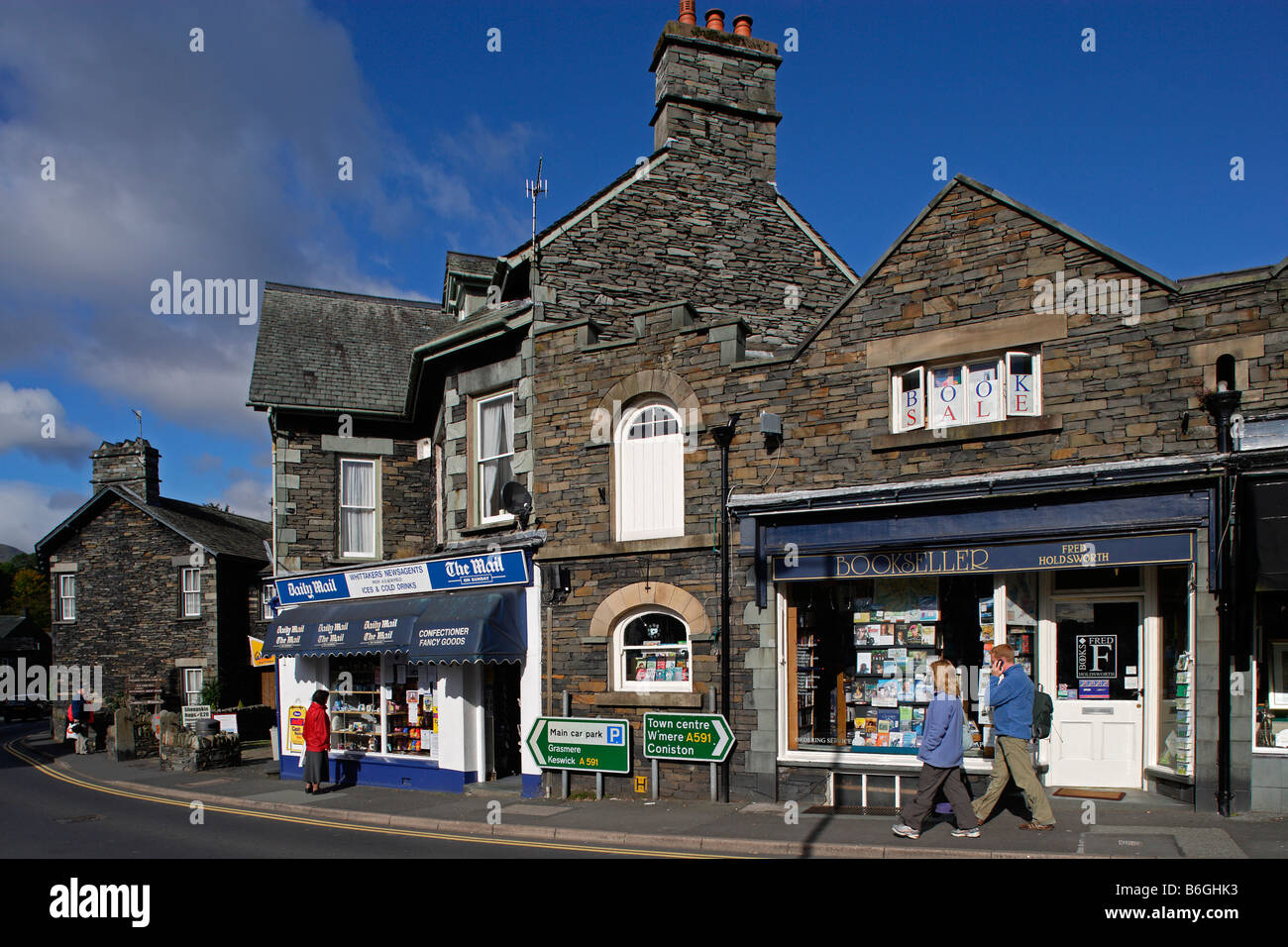Ambleside 19th century town Market Cross typical buildings Lake ...