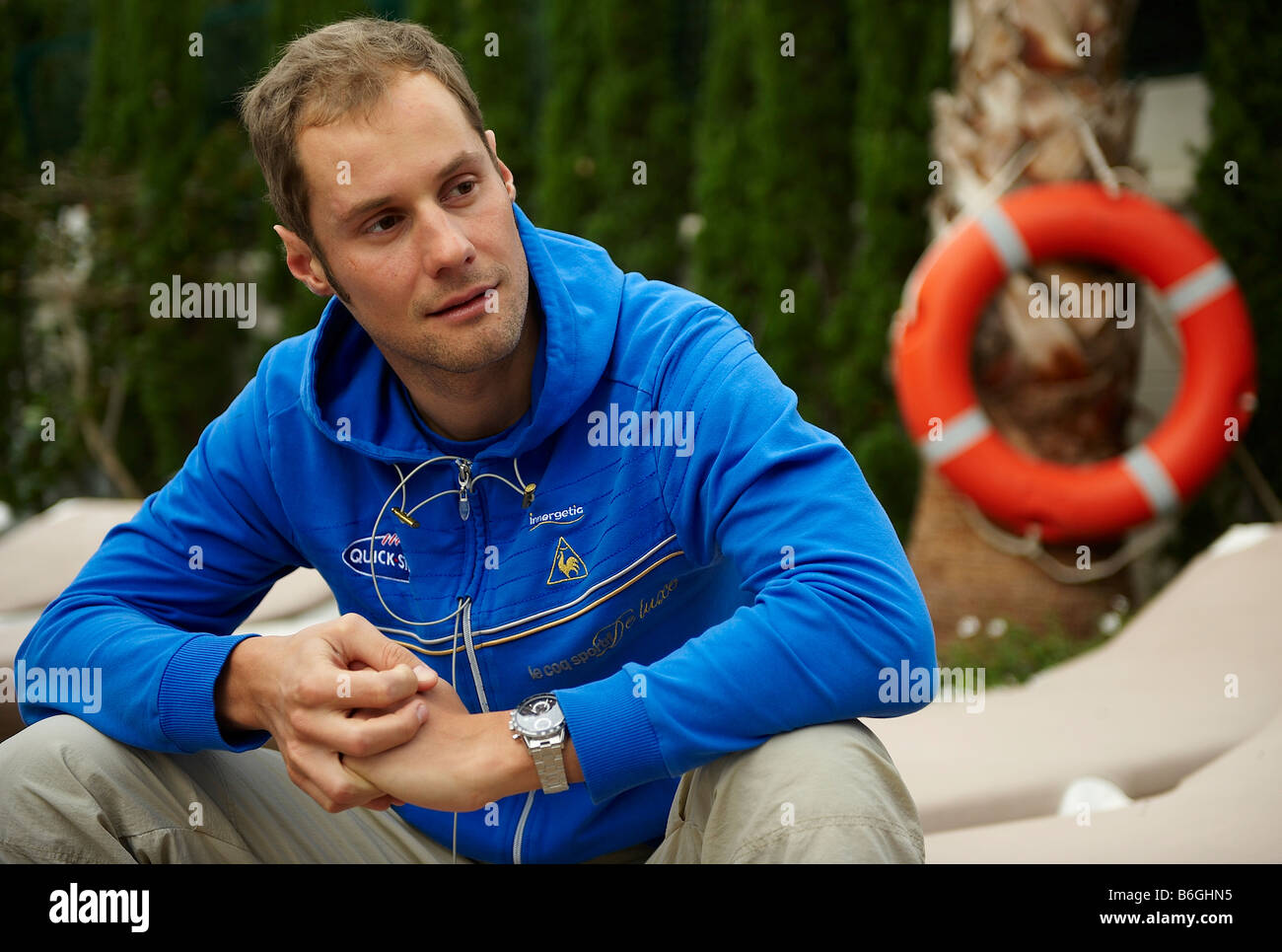 Tom Boonen of Quick Step Cycling in an interview Stock Photo - Alamy