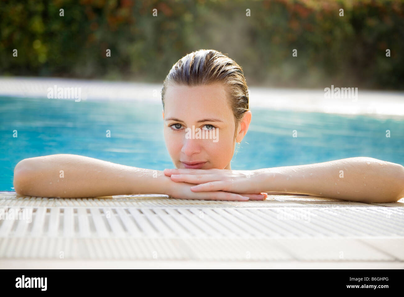 Young woman swimming in thermal hi-res stock photography and images - Alamy
