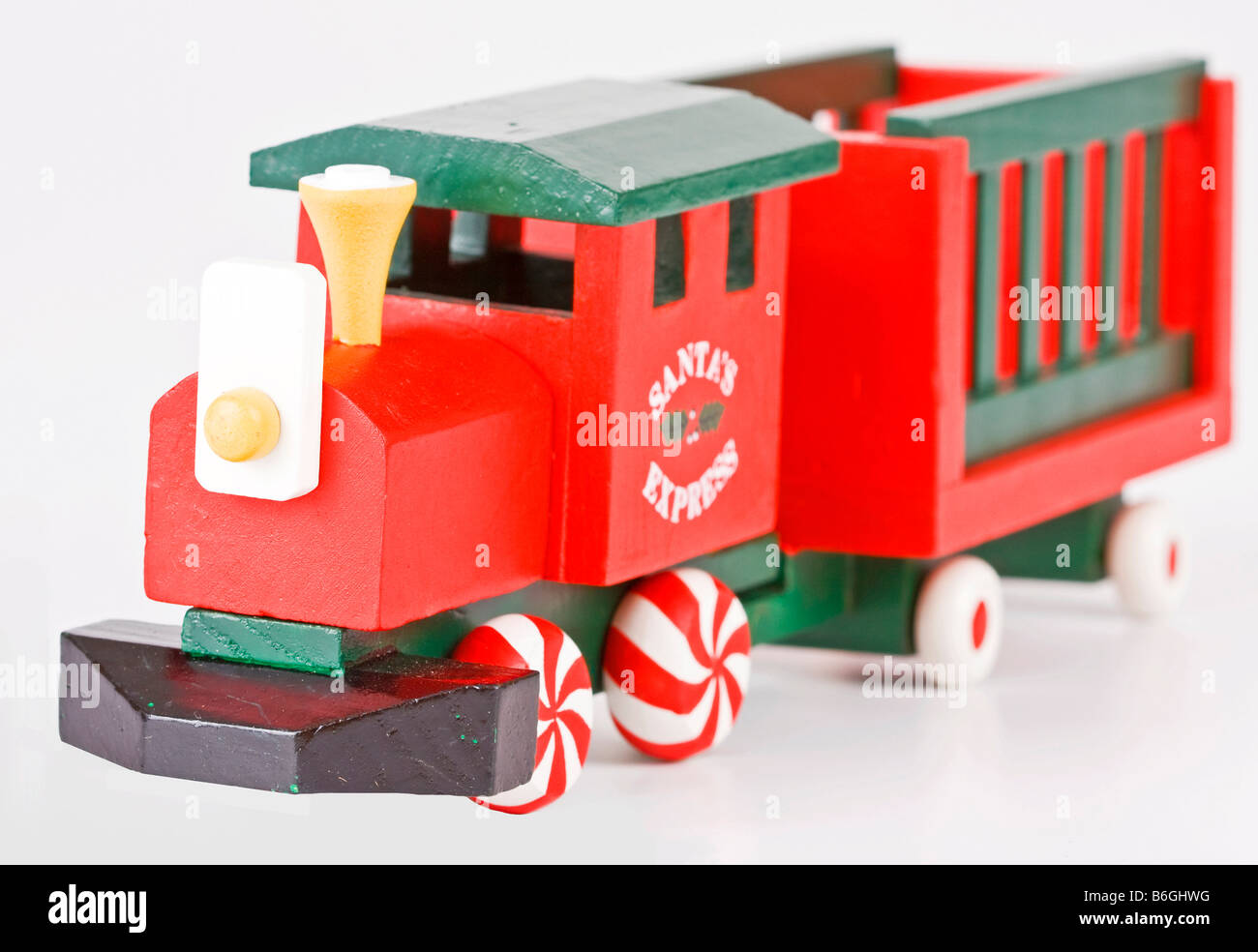 Santa s express toy train with peppermint candy wheels Stock Photo - Alamy