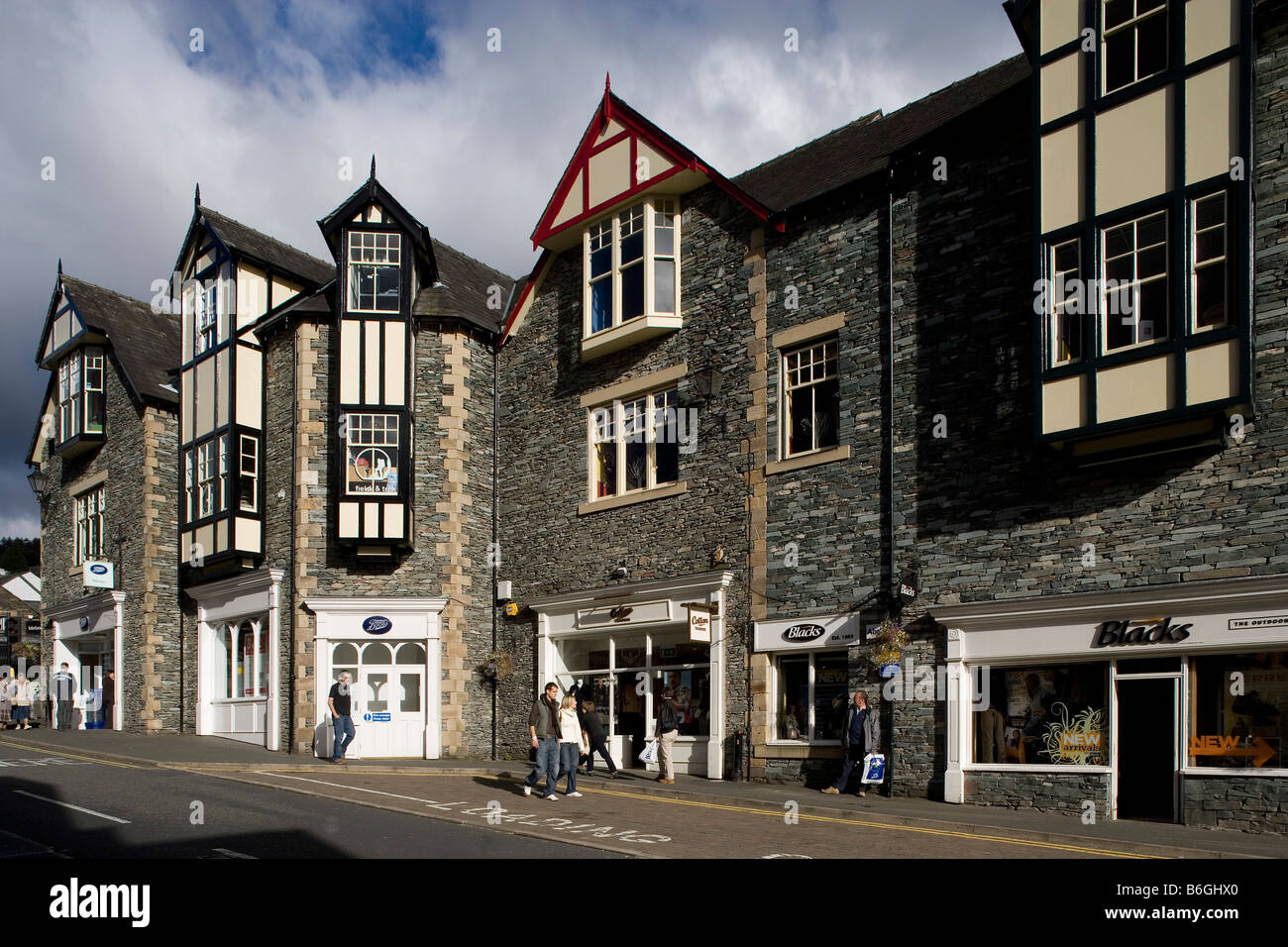 Ambleside 19th century town Market Cross typical buildings Lake ...