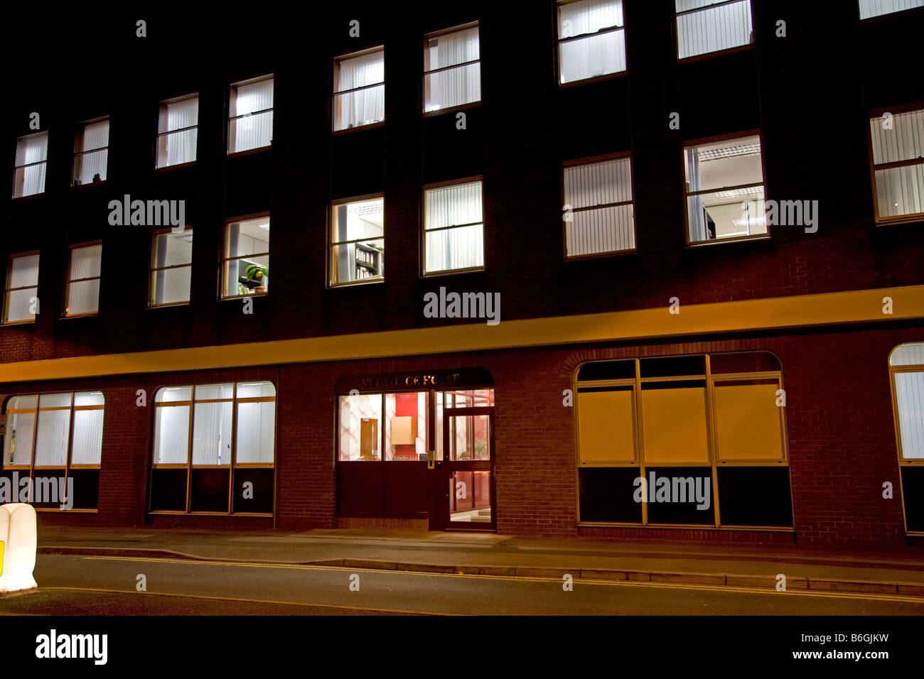 Street Scene at Night with office lights on Cheam Surrey England Stock ...