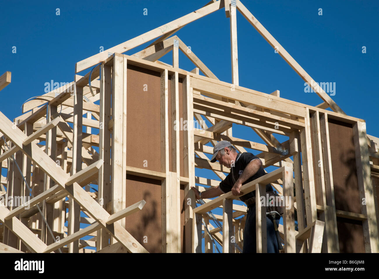 Construction Worker On Building Site For New Housing Development ...