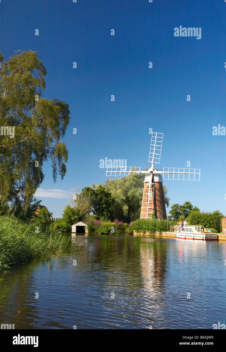 Hunsett Drainage Mill on the River Ant, Norfolk Broads Stock Photo - Alamy