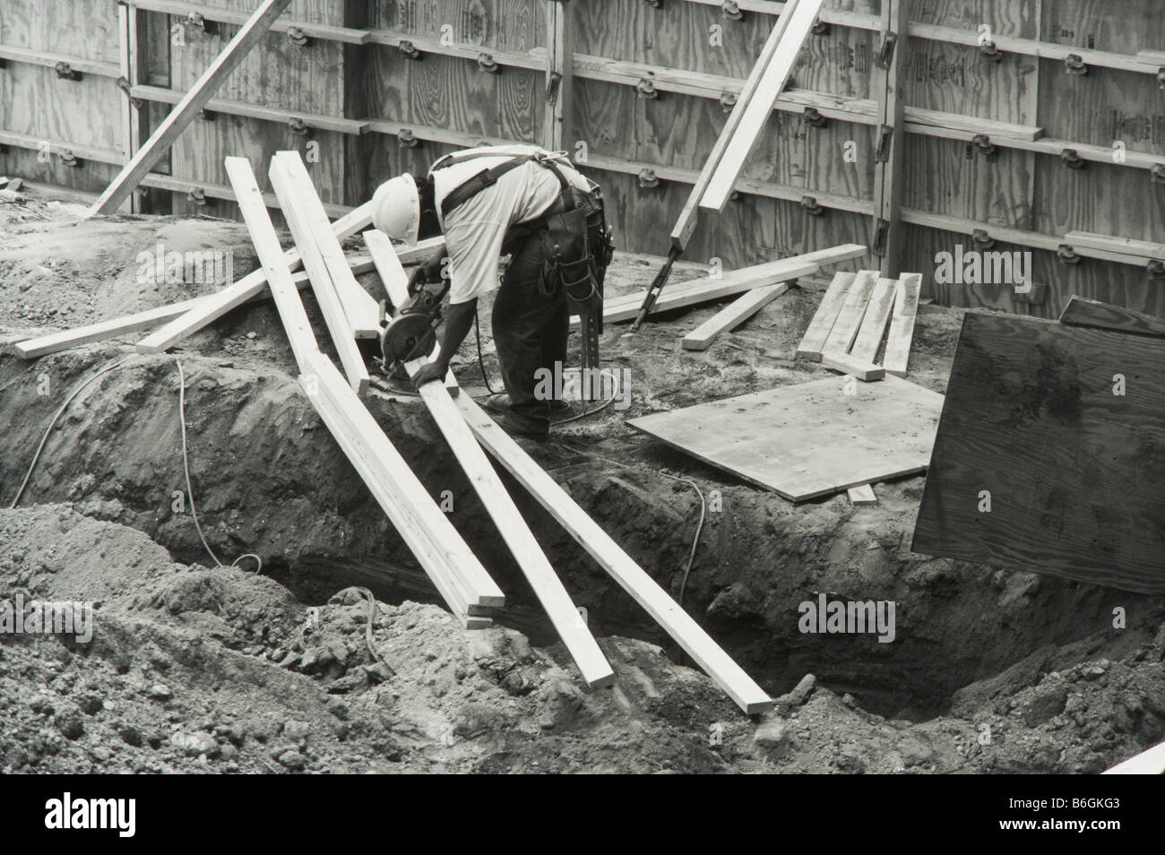 High Rise Building under construction, workers, pouring concrete ...