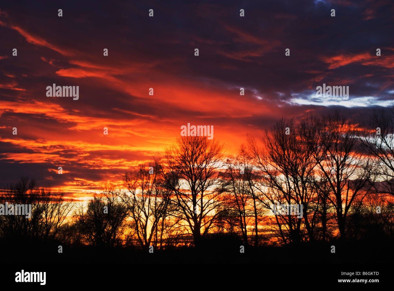 Sunset in winter Stock Photo - Alamy