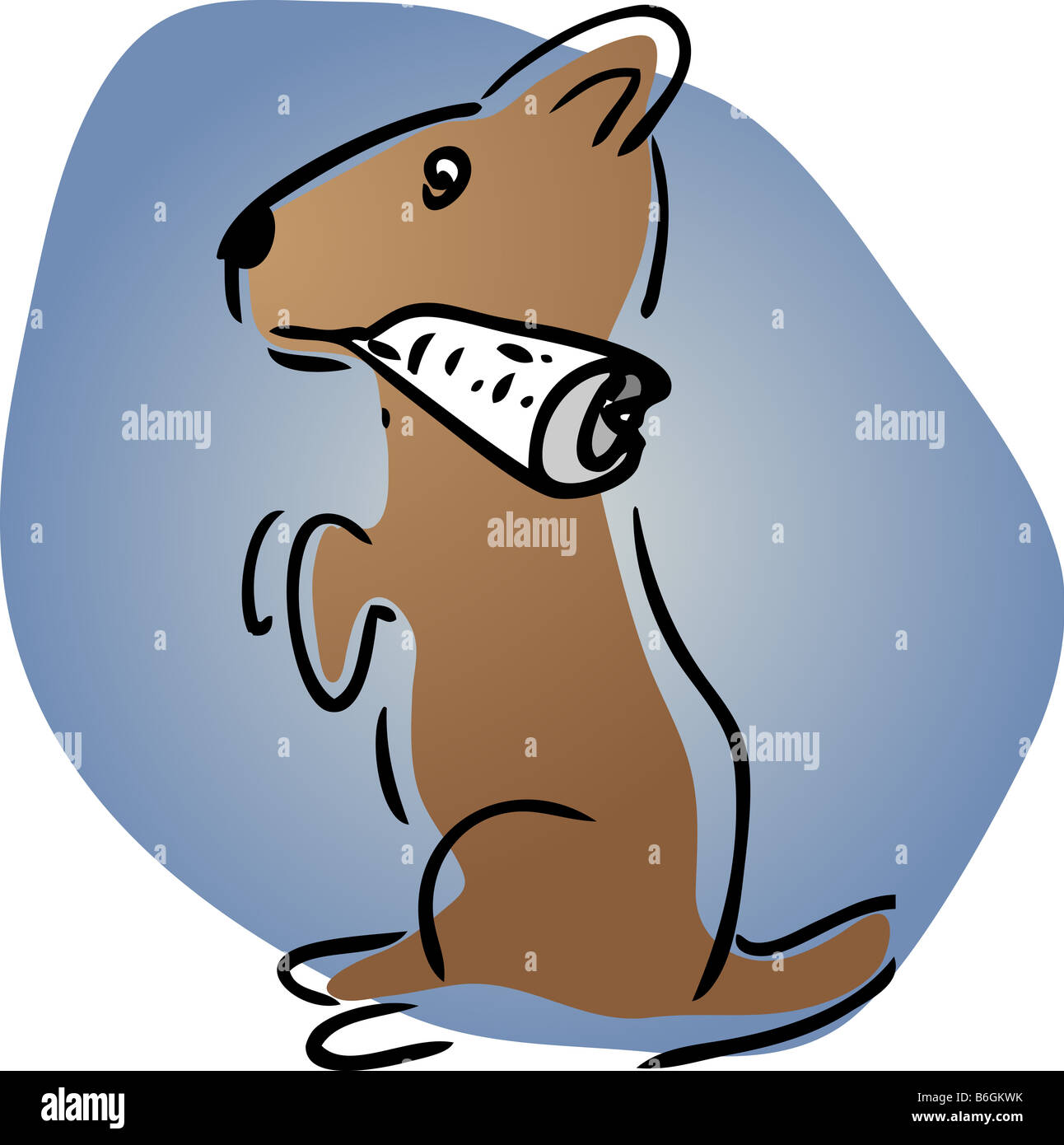 Helpful cartoon dog fetching newspaper illustration sketch Stock Photo ...