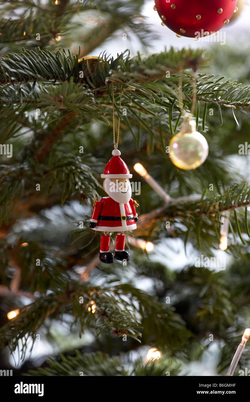 Santa on the Christmas Tree Stock Photo - Alamy