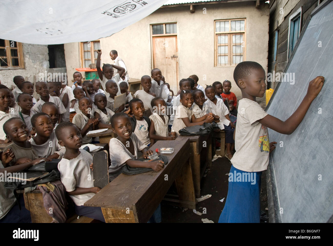 Mont Goma primary school This class is taking place in the playground ...