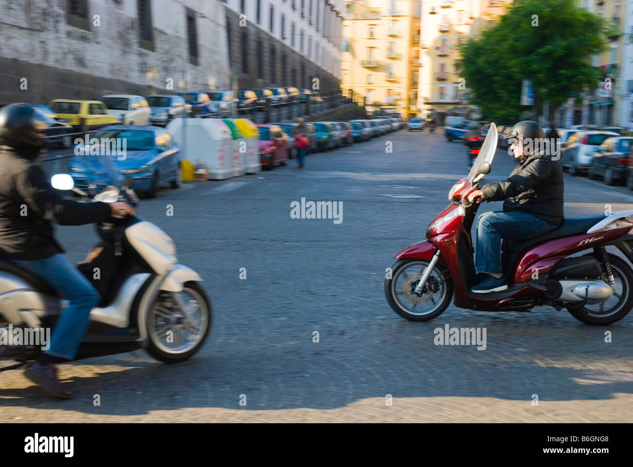 Mopeds in centro storico quarter of Naples Italy Europe Stock Photo - Alamy