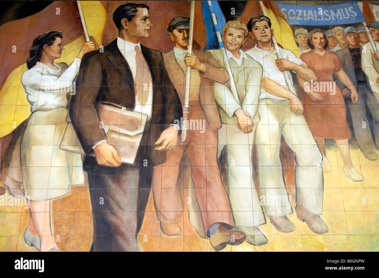 socialists marching heroic glorious DDR east germany mural Stock Photo ...