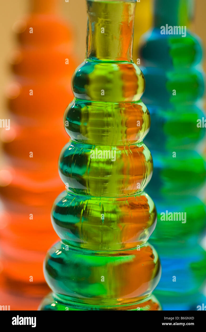 ribbed bottles different colours Stock Photo - Alamy