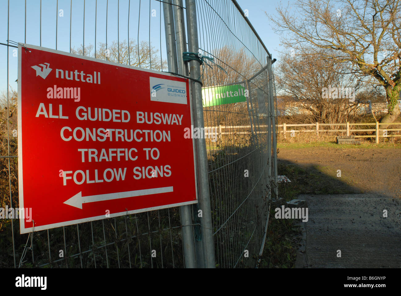 Sign directing heavy equipment being used to construct to ...