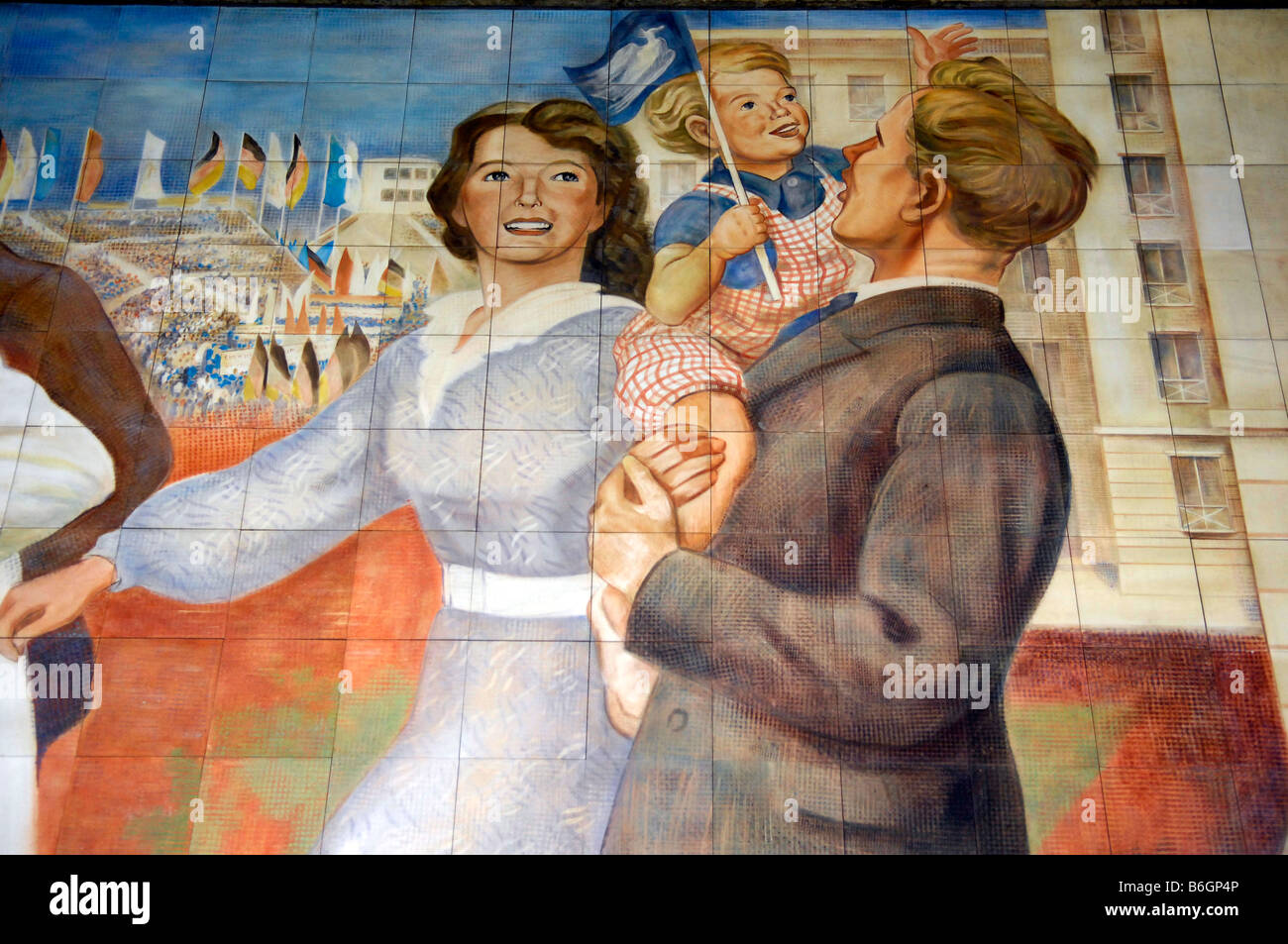 soviet socialist communist east berlin germany flag waving family party ...