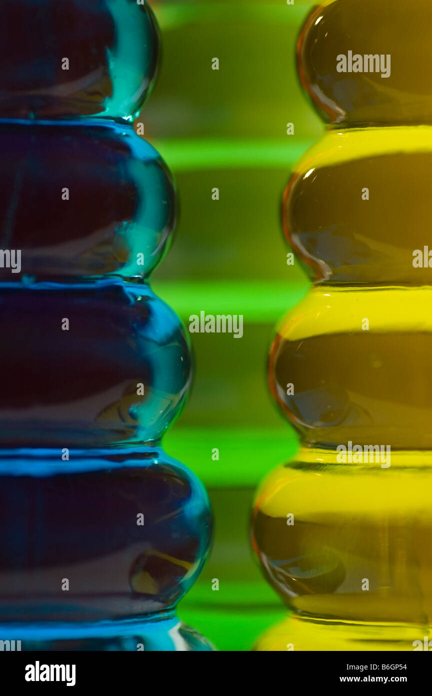 ribbed bottles different colours Stock Photo - Alamy