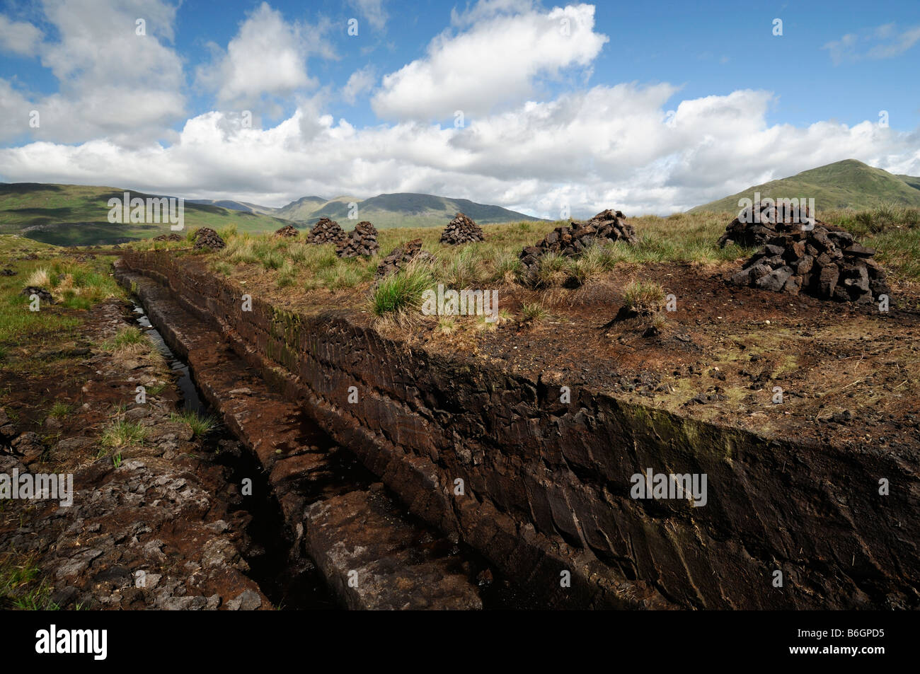 Connemara Turf stack pile heap mound ready to take draw bring home in a ...